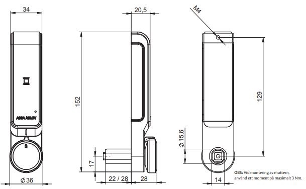 ASSA ABLOY - Elektromekaniskt skåplås Sense 23mm - Copiax